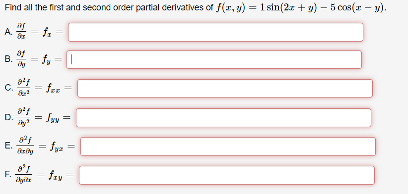 Solved Find all the first and second order partial | Chegg.com