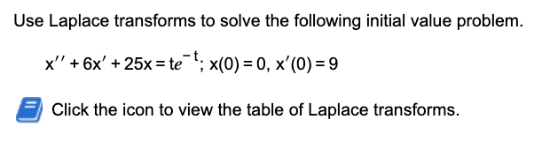 Solved Use Laplace transforms to solve the following initial | Chegg.com