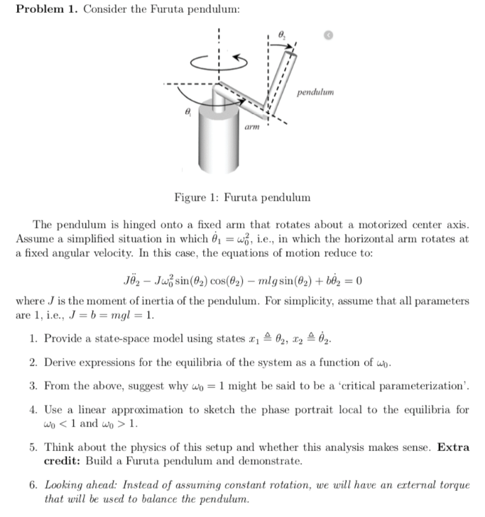 Solved Problem 1. Consider the Furuta pendulum: pendulum | Chegg.com