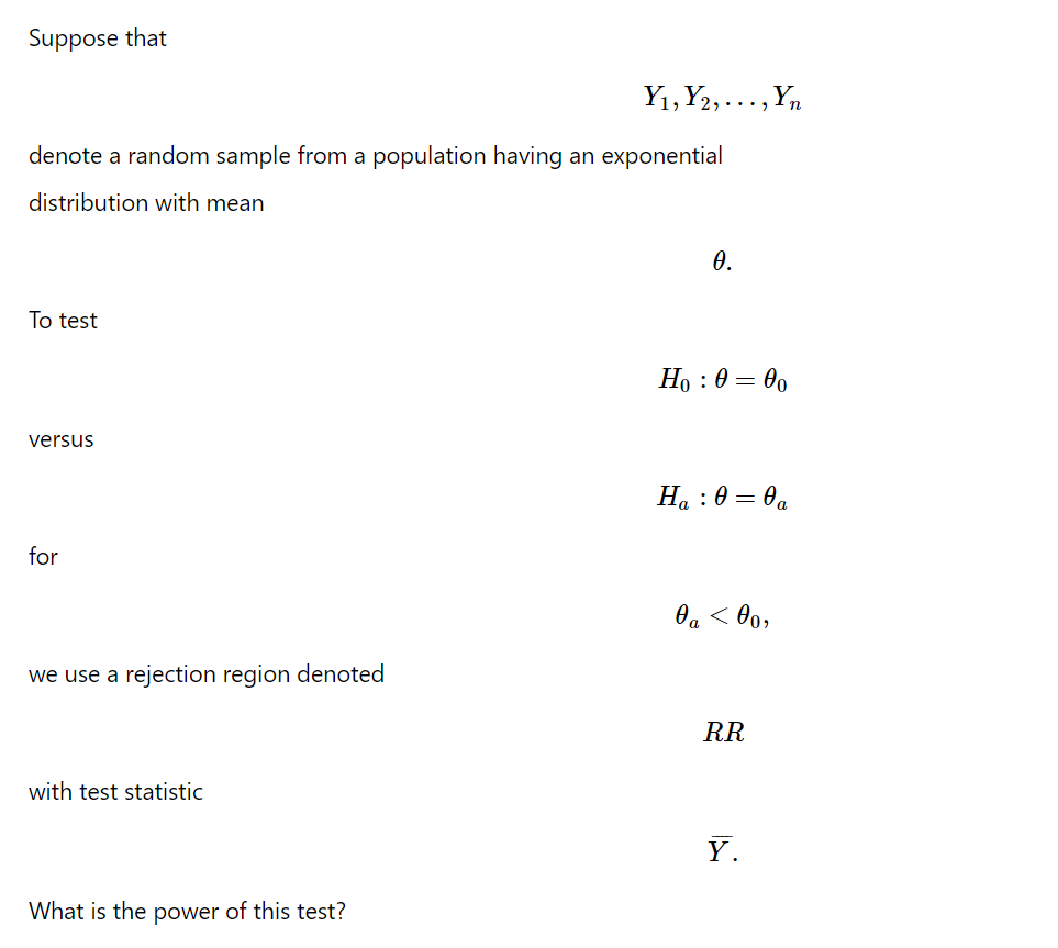 Solved Suppose that Yı,Y2,...,Yn denote a random sample from | Chegg.com