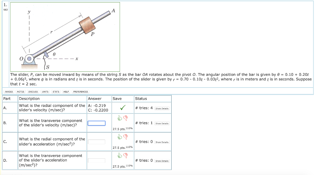 Solved 1. 582 y 4 O The slider, P, can be moved inward by | Chegg.com
