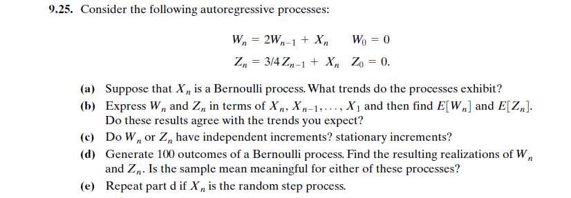 Solved 9.25. Consider the following autoregressive | Chegg.com