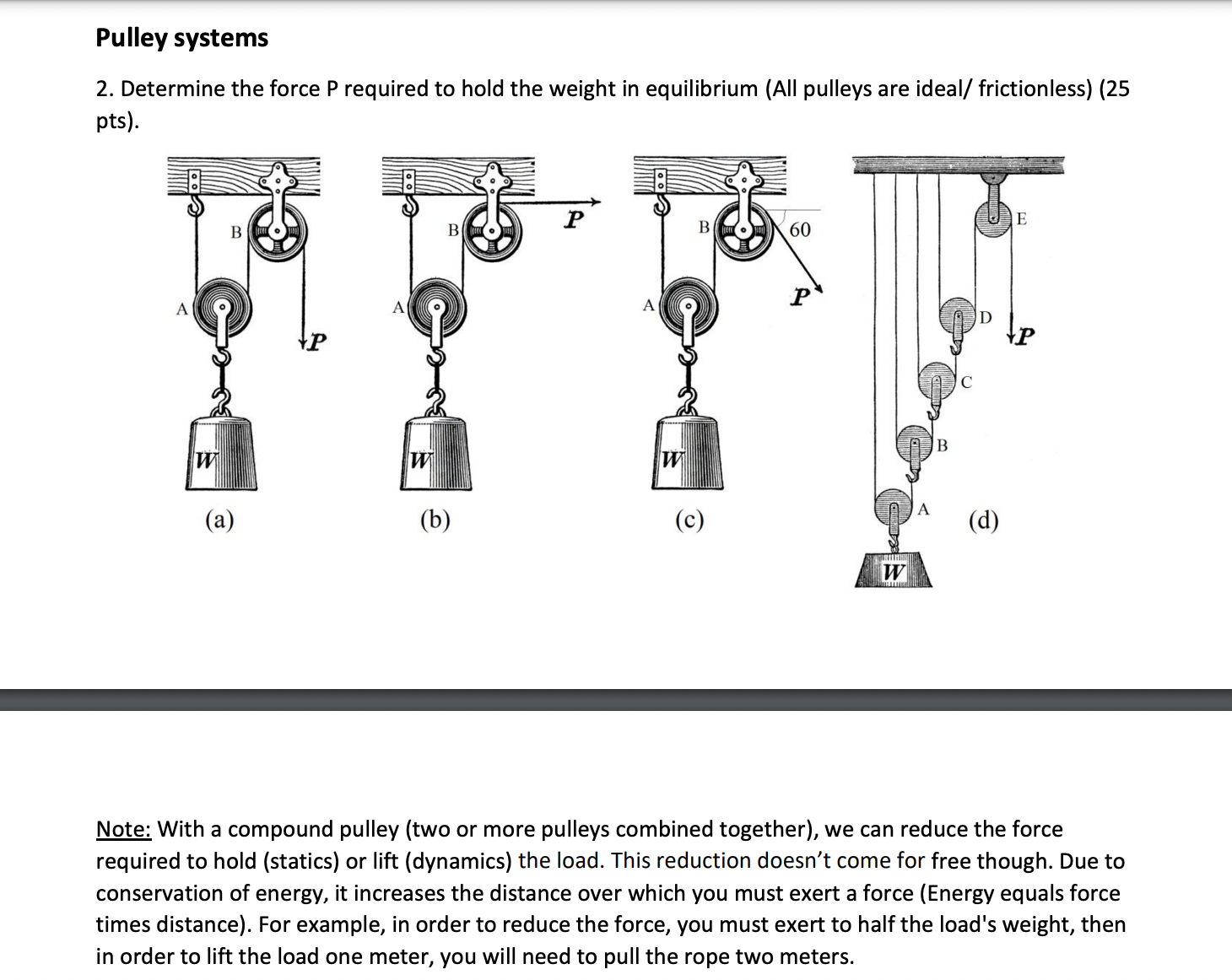 Solved 2. Determine the force P required to hold the weight | Chegg.com