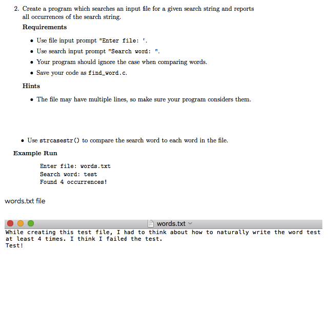 Solved 2 Create A Program Which Searches An Input File For 2527