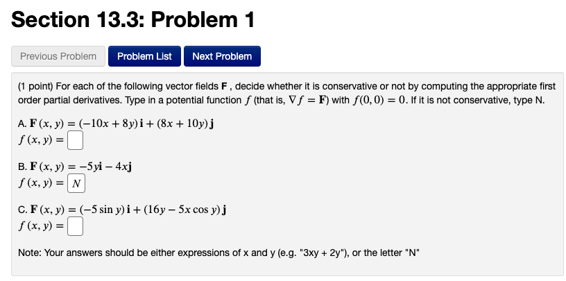 Solved Section 13.3: Problem 1 Previous Problem Problem List | Chegg.com