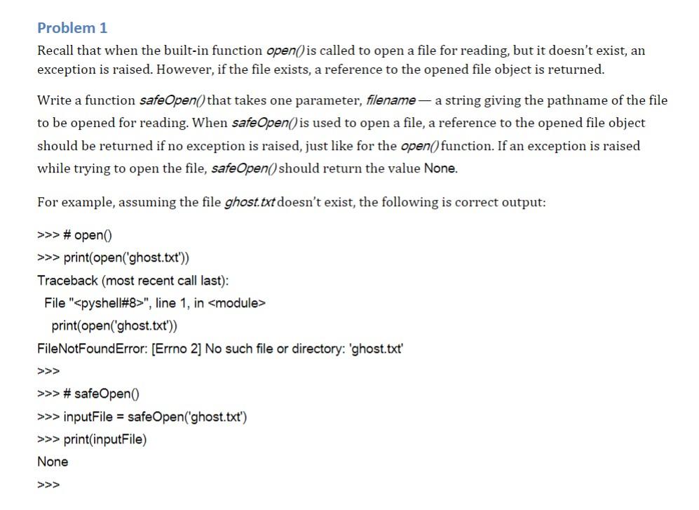 Solved Problem 1 Recall that when the built-in function | Chegg.com