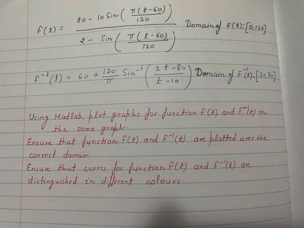 Solved PLEASE PROVIDE MATLAB SYNTAX FOR BOTH FUNCTIONS TO BE | Chegg.com