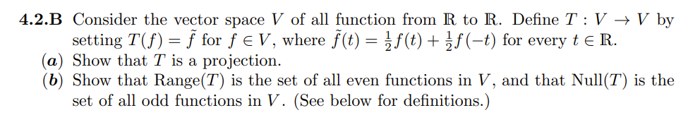 Solved 4.2.B Consider the vector space V of all function | Chegg.com