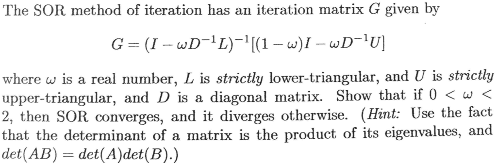 Solved The SOR method of iteration has an iteration matrix G | Chegg.com