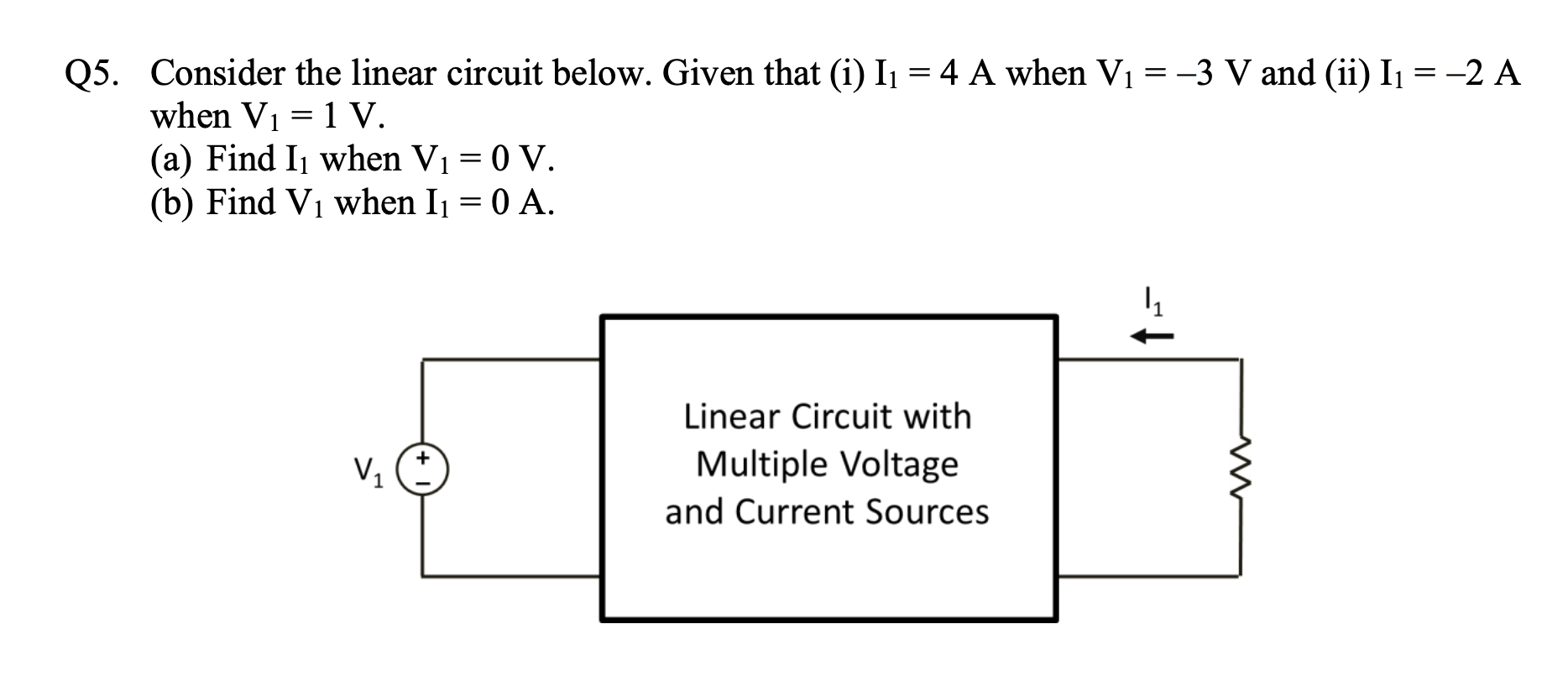 Solved Q5. Consider the linear circuit below. Given that (i) | Chegg.com