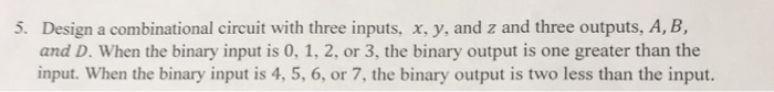 Solved Design a combinational circuit with three inputs, x, | Chegg.com