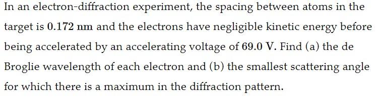 Solved In an electron-diffraction experiment, the spacing | Chegg.com