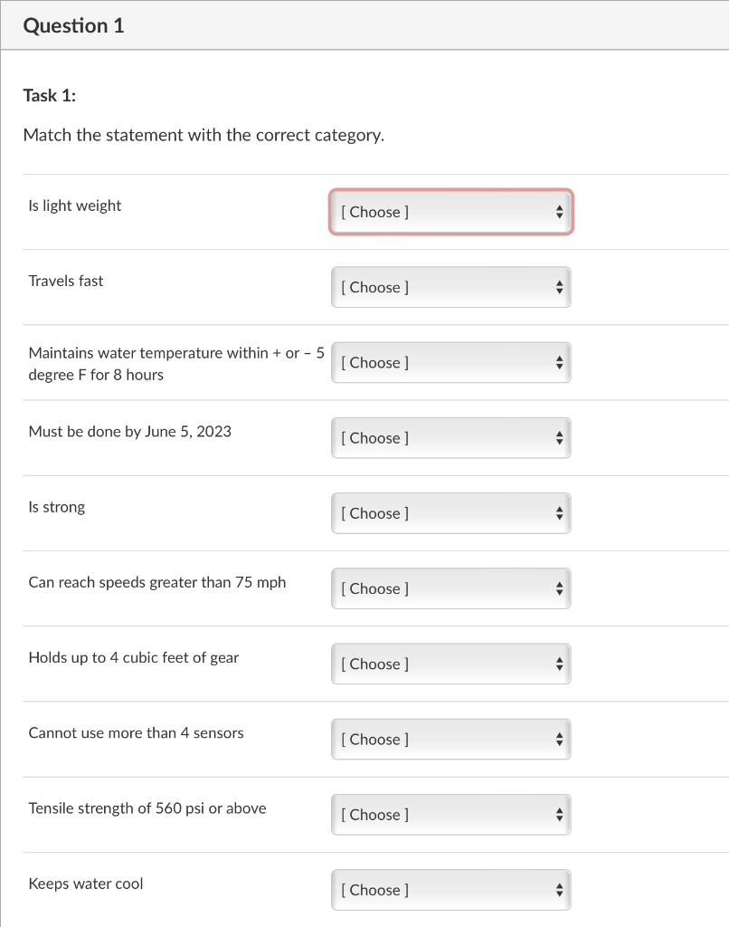 Solved Task 1: Match the statement with the correct | Chegg.com Solved Task 1: Match the statement with the correct | Chegg.com