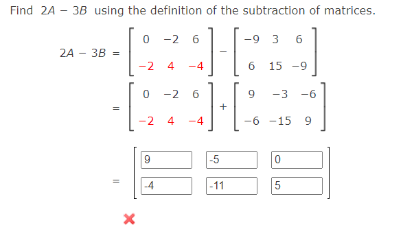Solved Find 2A−3B using the definition of the subtraction of | Chegg.com