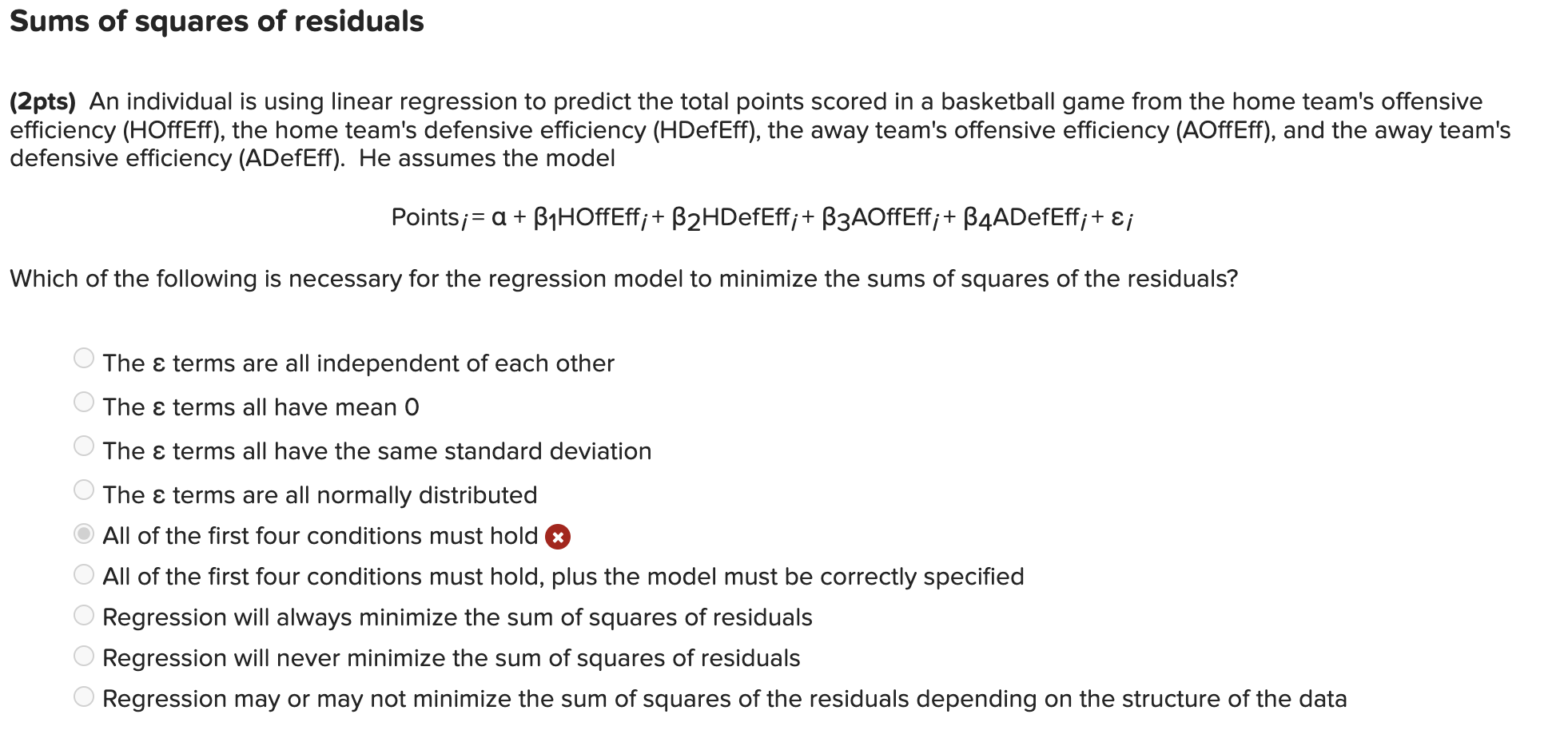 Solved Sums of squares of residuals(2pts) ﻿An individual is | Chegg.com