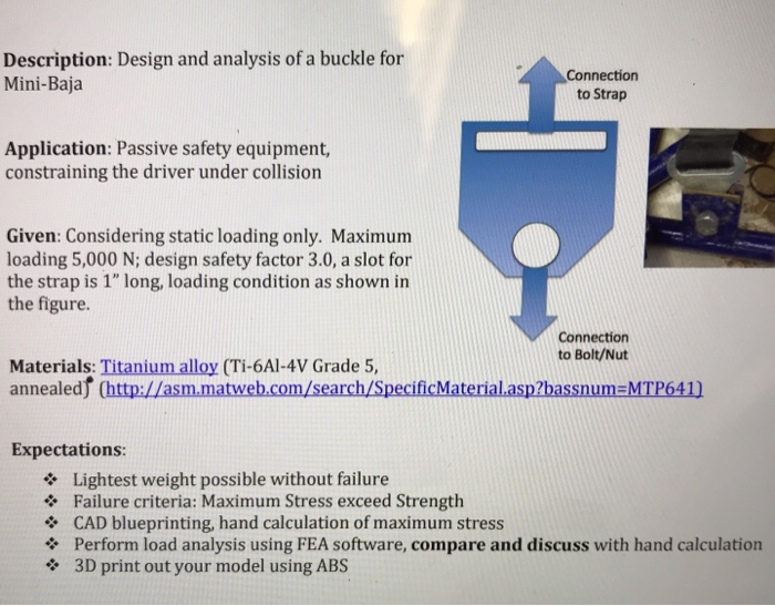 Solved Description: Design and analysis of a buckle for | Chegg.com