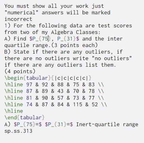 Solved You must show all your work just "numerical" answers | Chegg.com