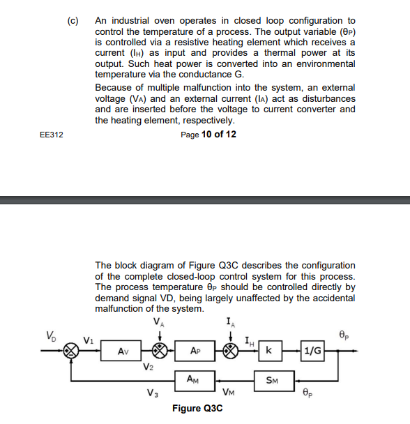 Solved (c) An industrial oven operates in closed loop | Chegg.com