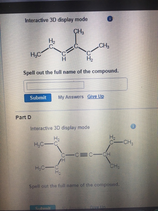 Solved Interactive 3D display mode 2 CH H2 Spell out the | Chegg.com