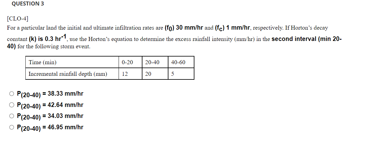 Solved For a particular land the initial and ultimate | Chegg.com