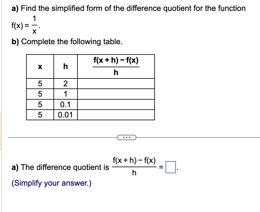 Solved a) Find the simplified form of the difference | Chegg.com
