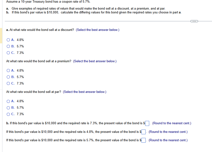 Solved Assume a 10-year Treasury bond has a coupon rate of | Chegg.com