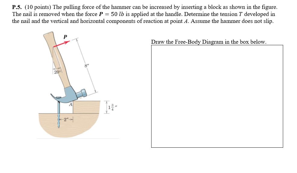 Solved P.5. (10 points) The pulling force of the hammer can | Chegg.com