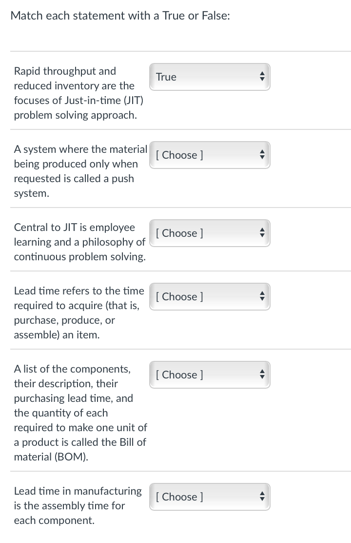 Solved Match each statement with a True or False: Rapid | Chegg.com