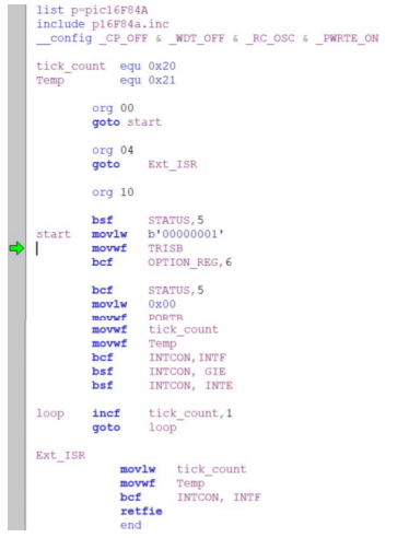 Figure Q1 shows a PIC16F84A program simulation | Chegg.com