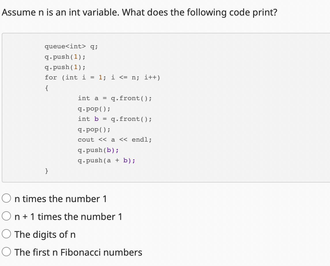 Solved Assume N Is An Int Variable What Does The Following 