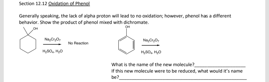 Solved Section 12.12 ﻿Oxidation of PhenolGenerally speaking, | Chegg.com