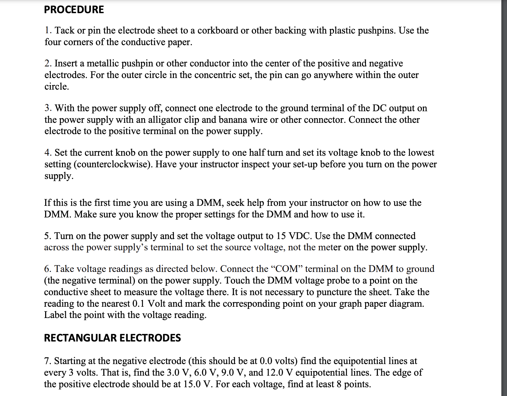 Solved PROCEDURE 1. Tack or pin the electrode sheet to a | Chegg.com