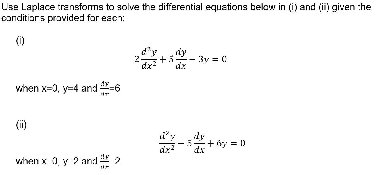 Solved Jse Laplace transforms to solve the differential | Chegg.com