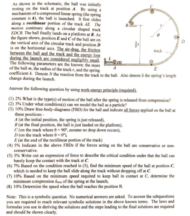 Solved As shown in the schematic, the ball was initially | Chegg.com