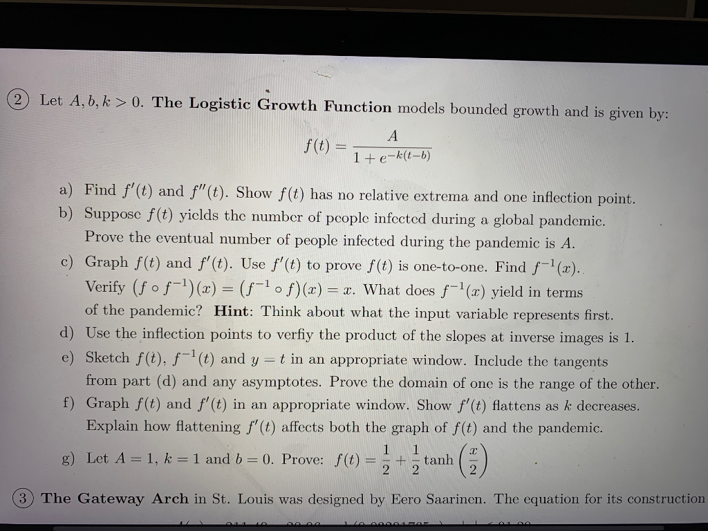 Solved 2. Let A, b,k > 0. The Logistic Growth Function | Chegg.com