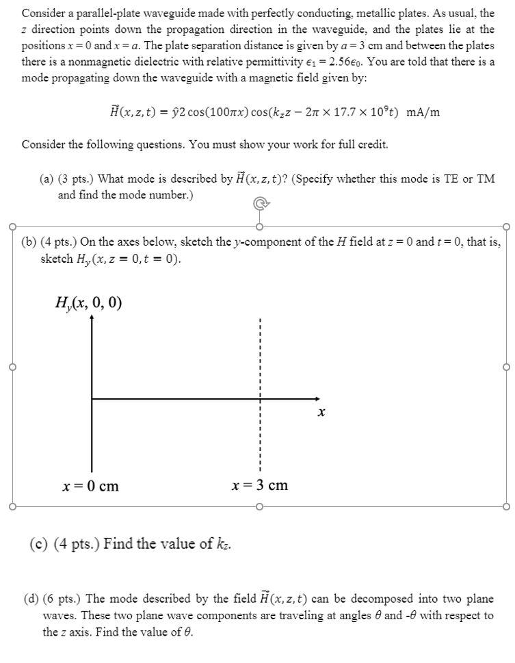 Solved Consider a parallel-plate waveguide made with | Chegg.com