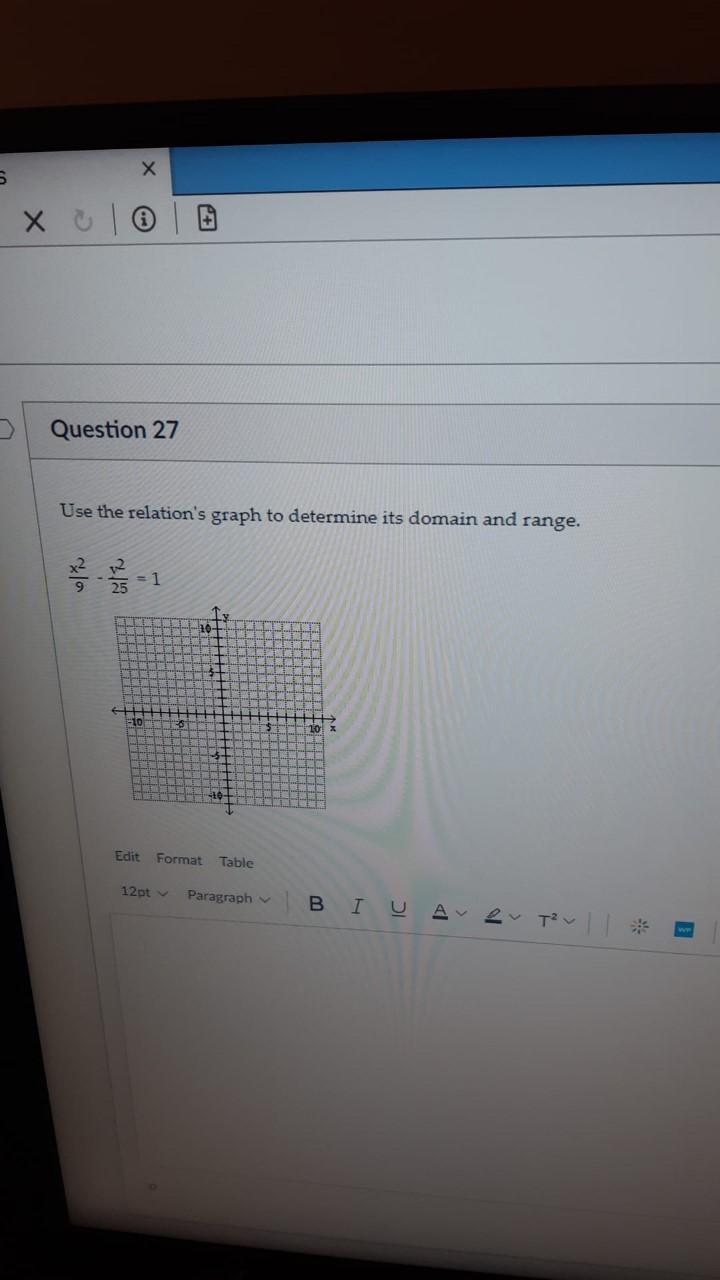 Solved 5 Xo Question 27 Use the relation's graph to | Chegg.com