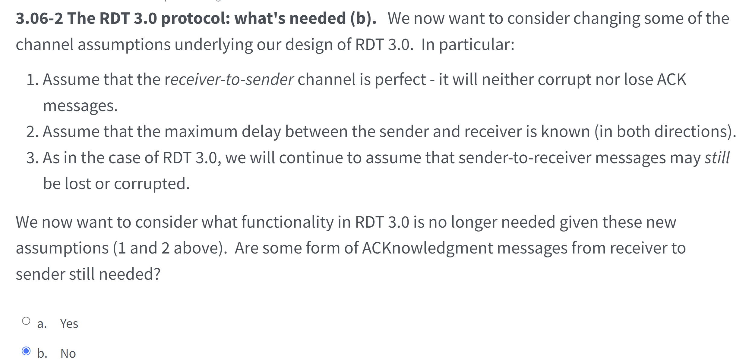 Solved 3.06-2 The RDT 3.0 protocol: what's needed (b). We | Chegg.com
