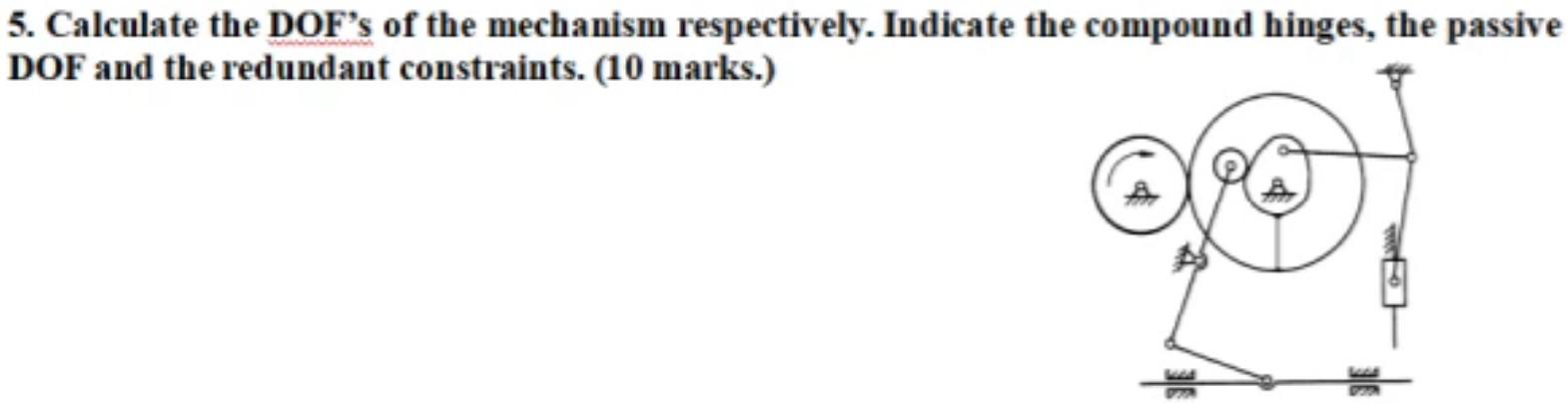 Solved 5. Calculate the DOF's of the mechanism respectively. | Chegg.com