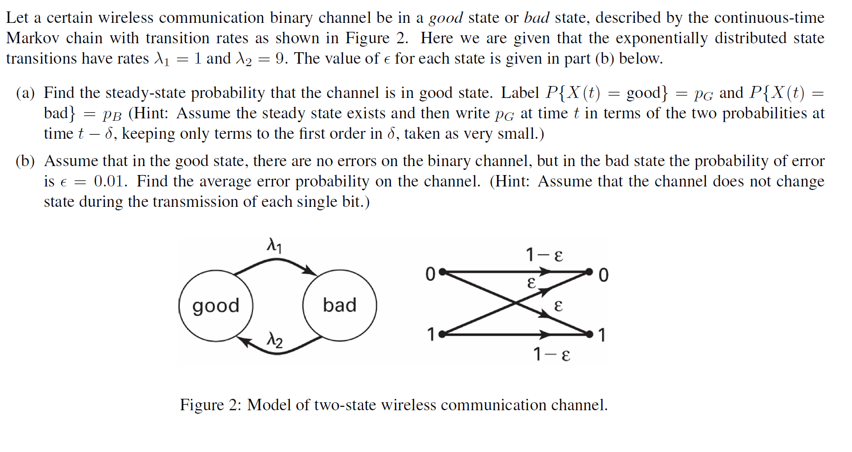Solved Let a certain wireless communication binary channel | Chegg.com
