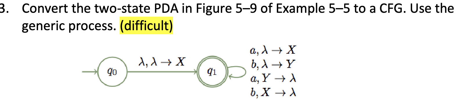 Convert the two-state PDA in Figure 5-9 of Example | Chegg.com