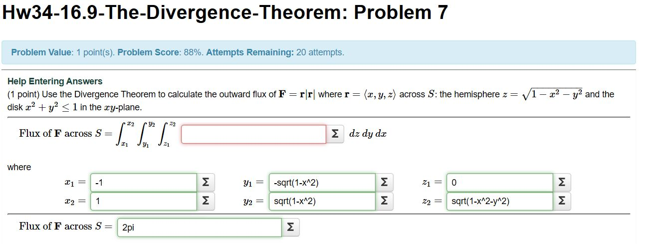 Solved Hw34-16.9-The-Divergence-Theorem: Problem 7 Problem | Chegg.com