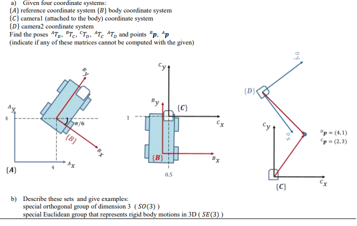 Solved a) Given four coordinate systems: {A} reference | Chegg.com