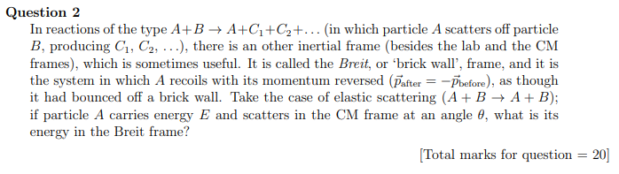 Solved In reactions of the type A+B→A+C1+C2+… (in which | Chegg.com