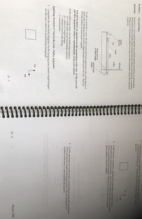 Problem 2 Cart and Pulley Apparatus accelerating | Chegg.com