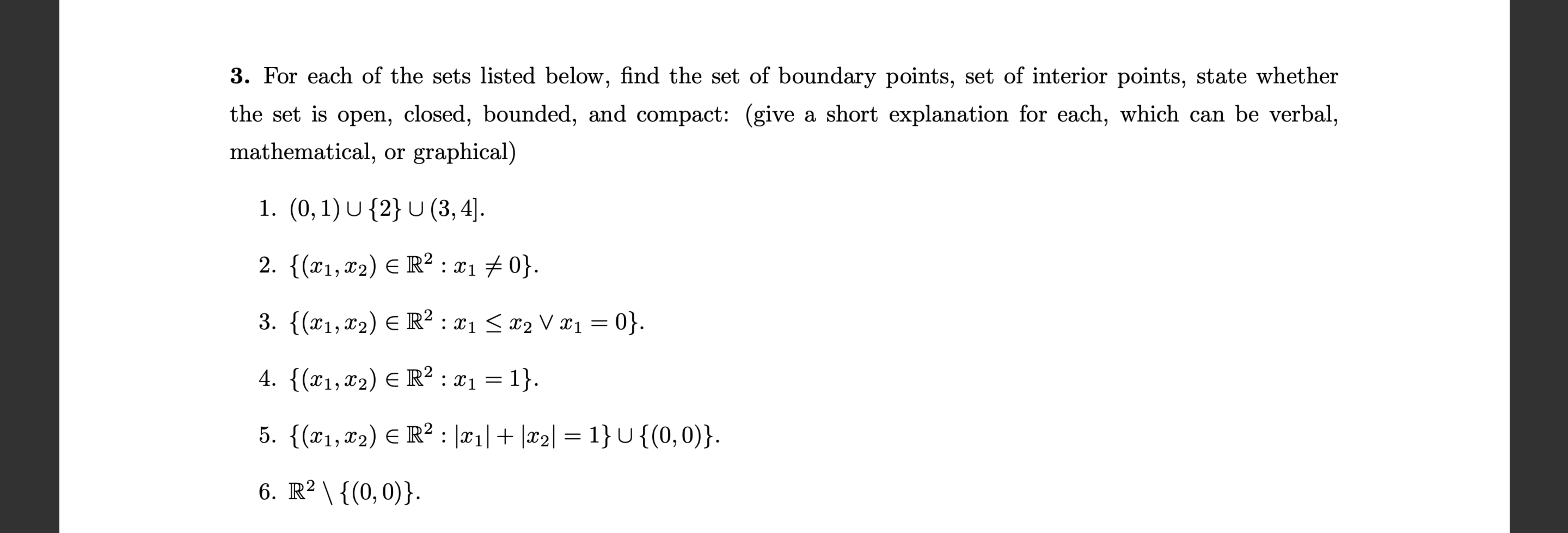 Solved For each of the sets listed below, find the set of | Chegg.com