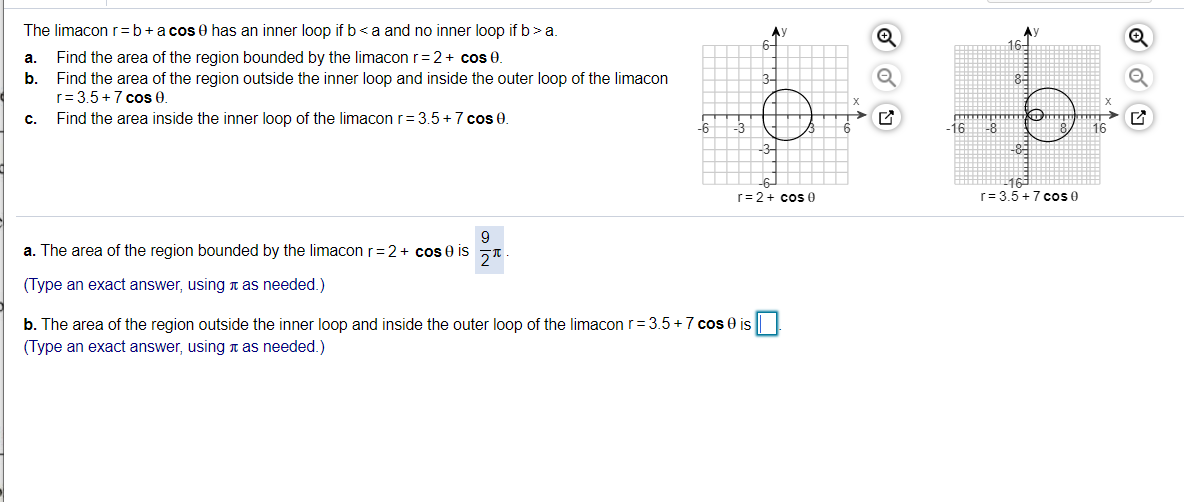 Solved The limacon r=b+ a cos 0 has an inner loop if b