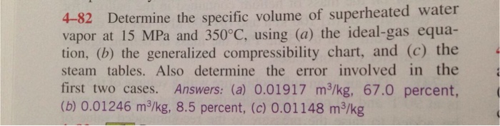 Solved Determine the specific volume of superheated water | Chegg.com