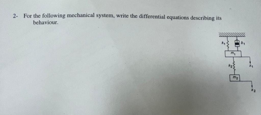 Solved 2- For the following mechanical system, write the | Chegg.com