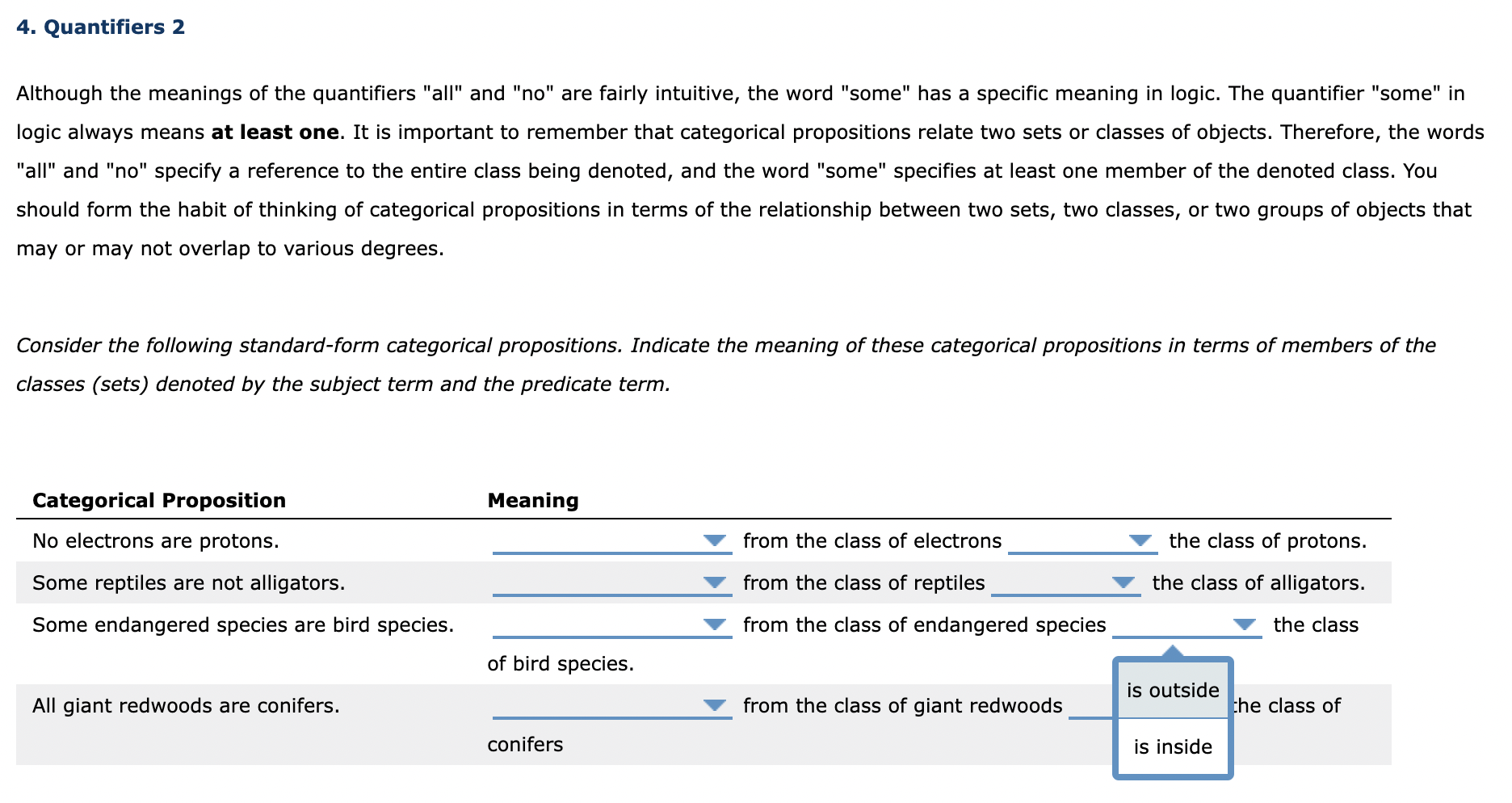 Solved Although the meanings of the quantifiers "all" and | Chegg.com